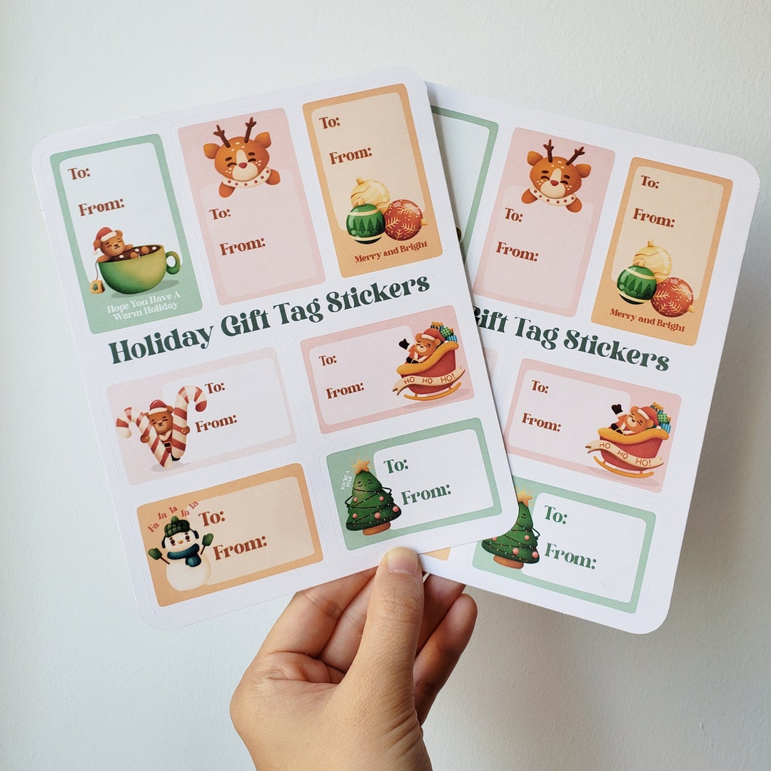Christmas Gift Tag Stickers | Cute Gift Tag Sticker Sheet | Mistletoe ...