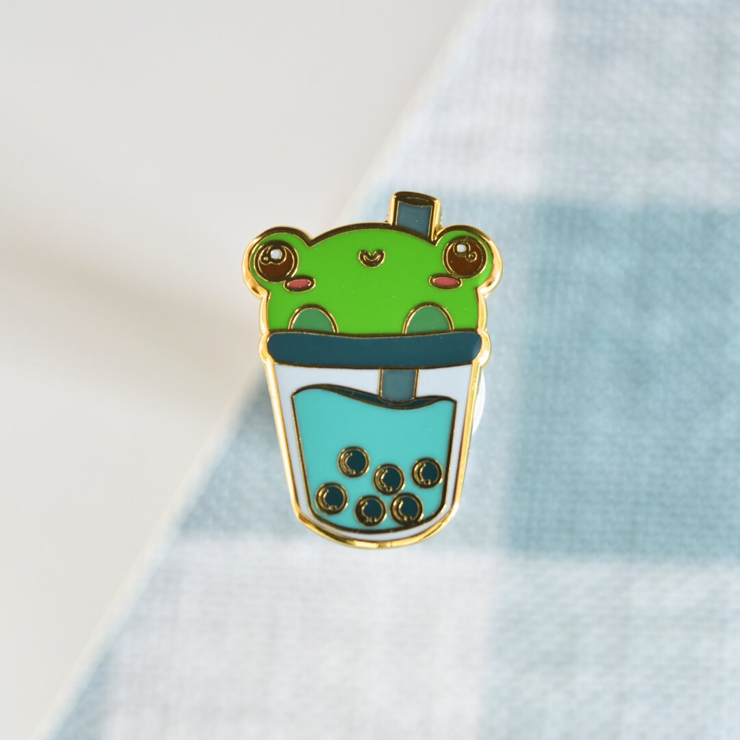 Boba Animal Pins Frog, Frog Pins, Boba Milk Tea Pin, Animal Boba Pins ...