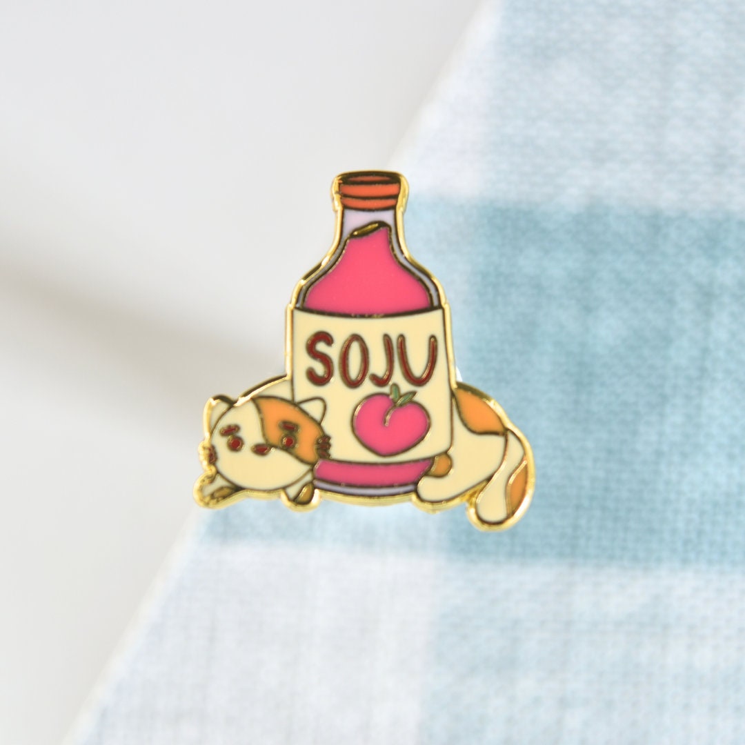 Soju Cat Hard Enamel Pin: Asian Drink Lapel Pin - Etsy