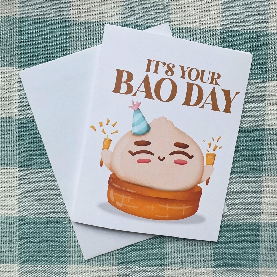 Birthday Greeting Card, Happy Bao Day, Asian Greeting Card - Etsy