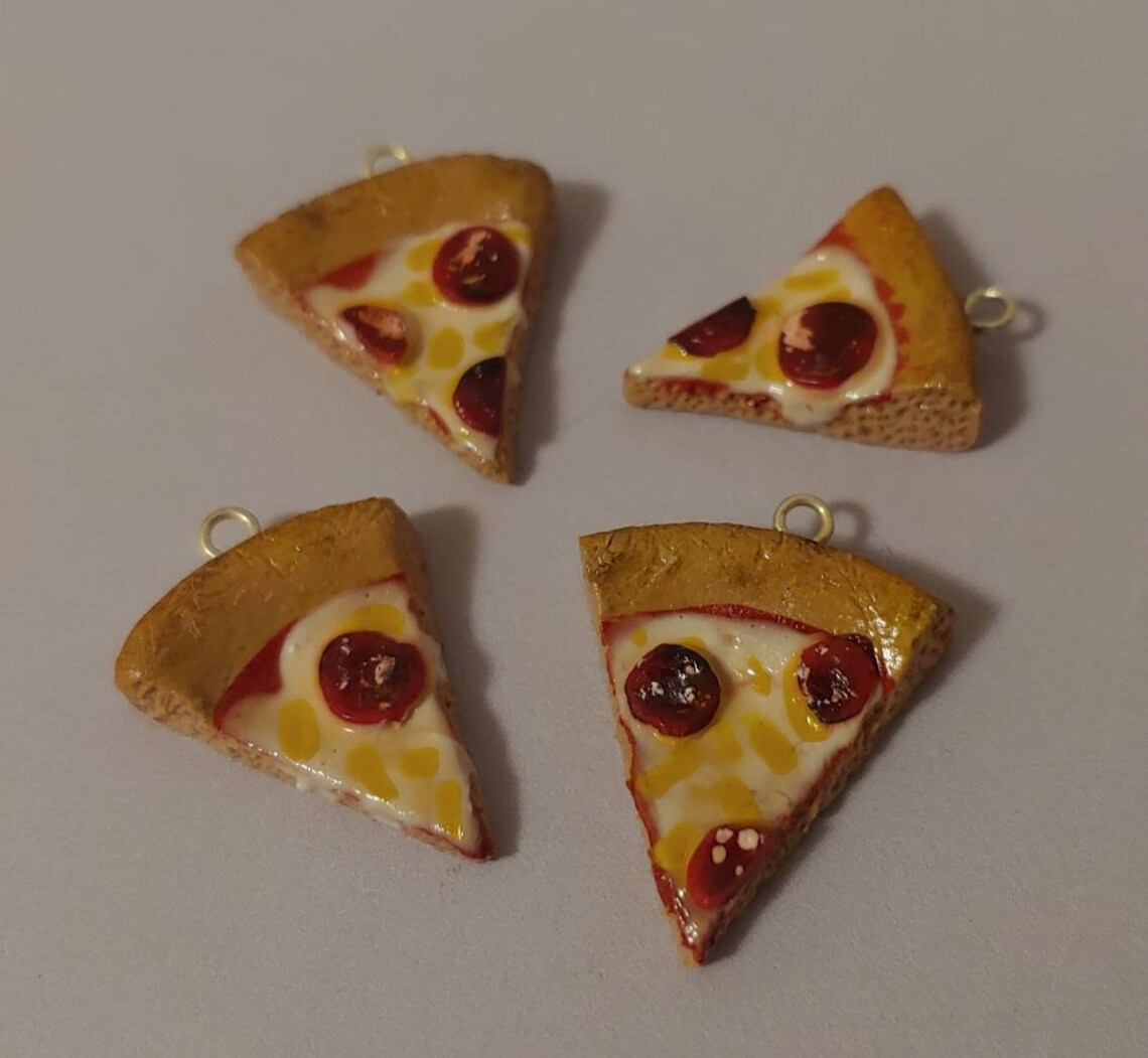 Hand crafted Pepperoni pizza charms | Etsy