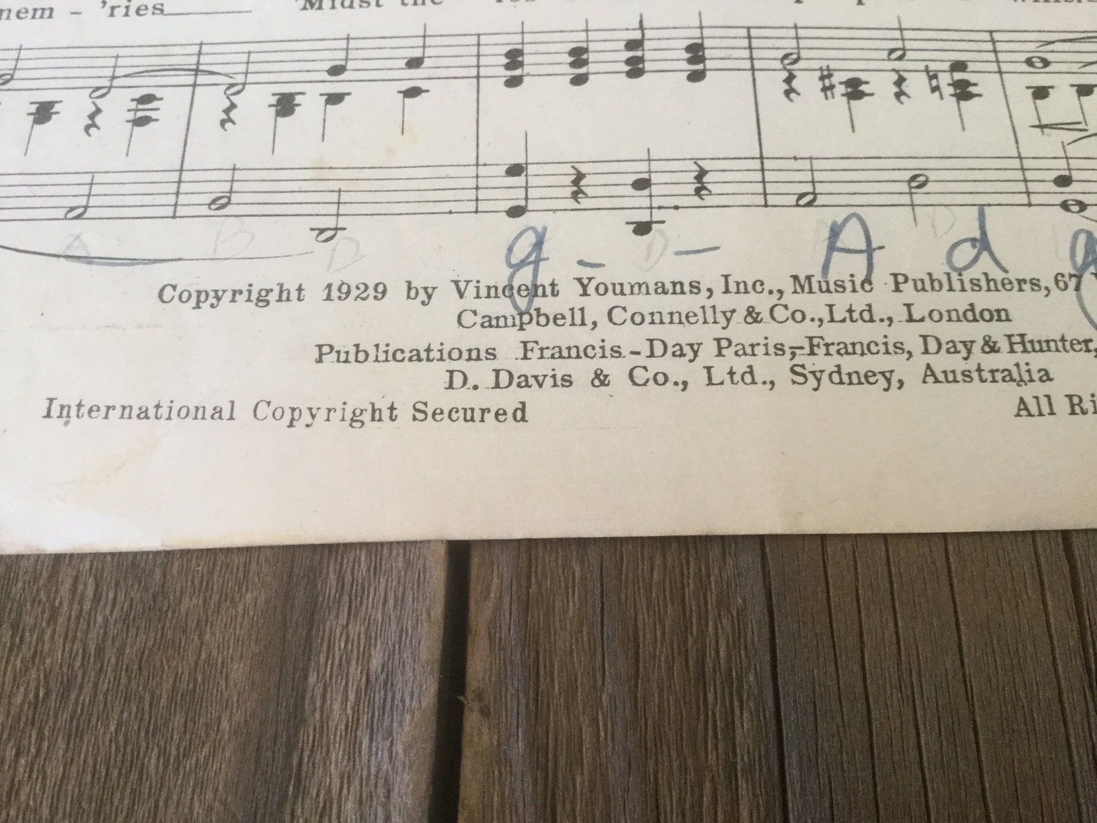 Rare Depression Era Sheet Music 1929 Art Cover they Cut Down | Etsy