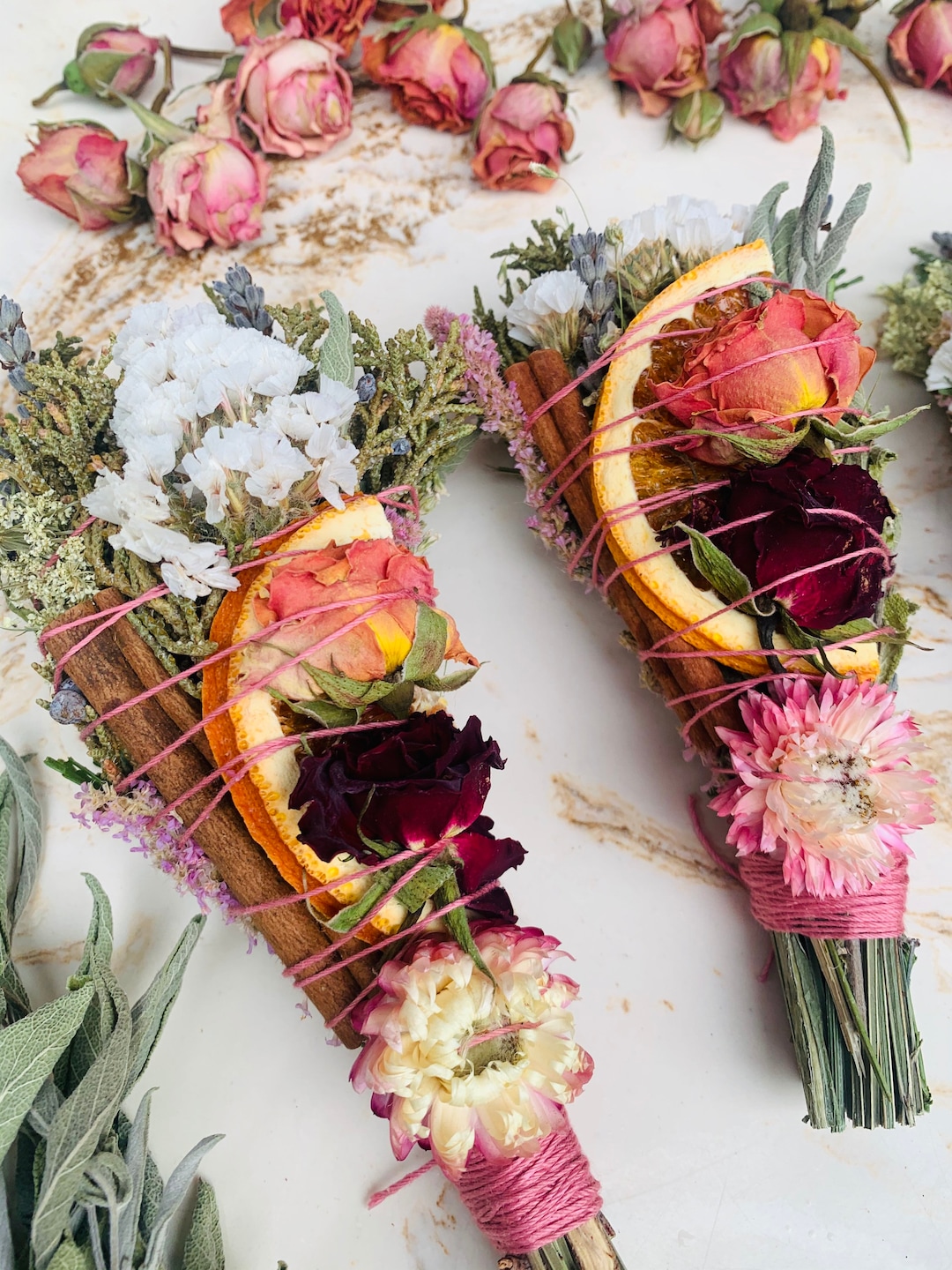 Sacred Rose Smoke Cleansing Wand | Altar Energy Tool | Botanical ...