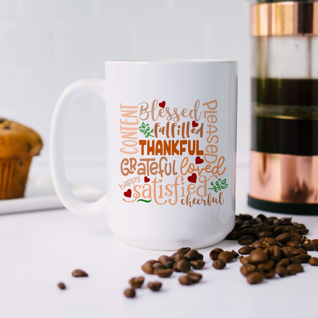 Thankful Subway Mug, Thankful Grateful Blessed, Fall Autumn Home Decor ...