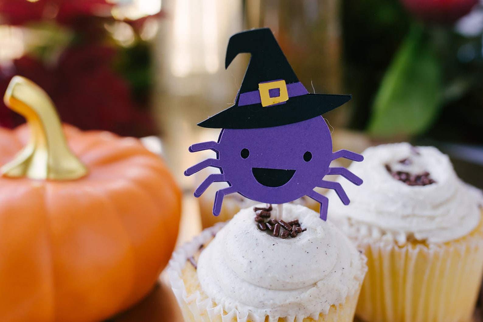 Spider Cupcake Toppers, Spider Toppers Halloween Decor Halloween ...