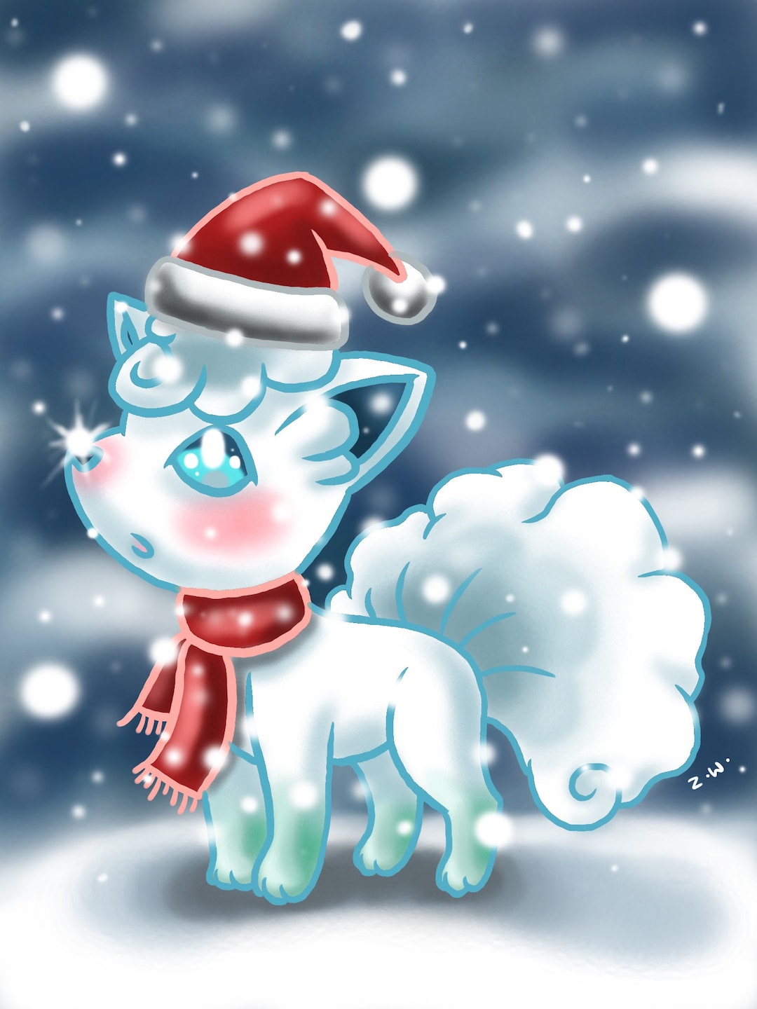 Christmas Pokémon- Alolan Vulpix - Etsy
