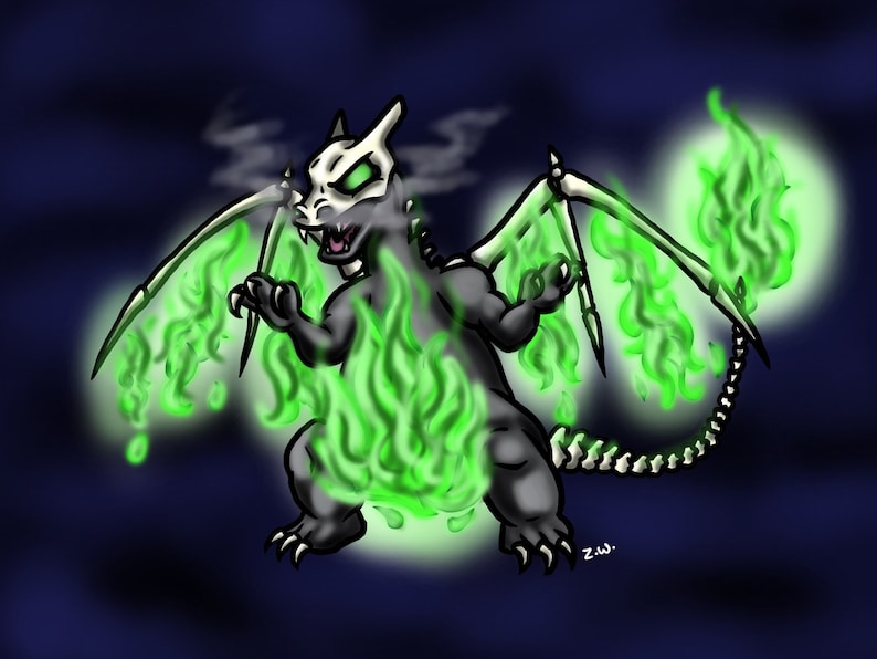 Pokémon- Ghost Type Charizard-digital Copy - Etsy