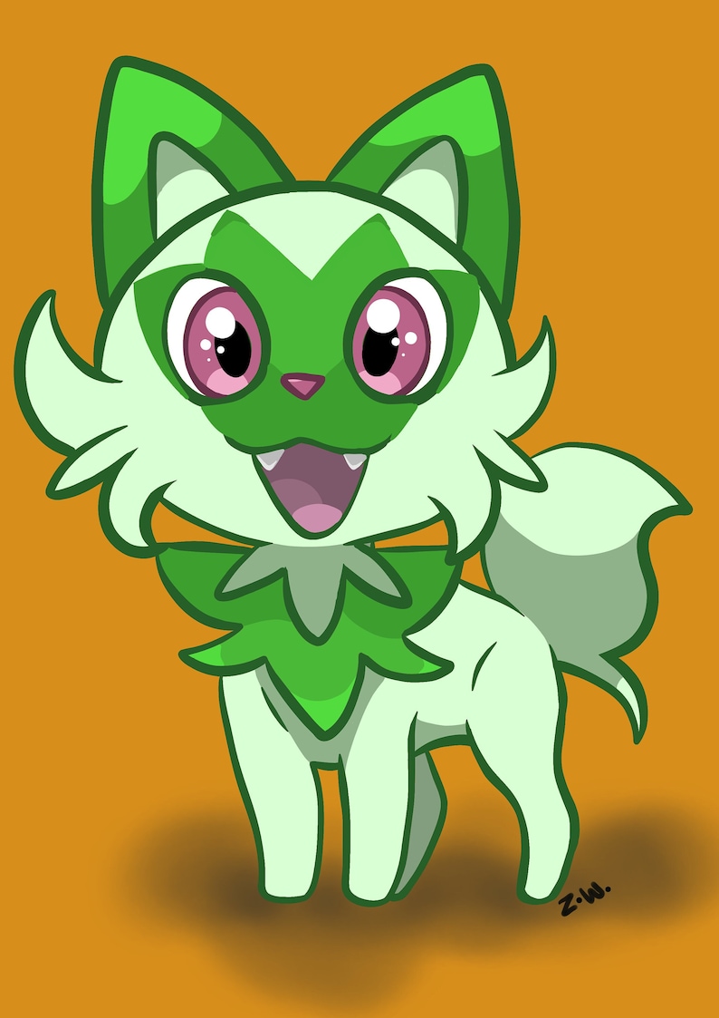 Pokemon Sprigatito A4 Digital Print - Etsy