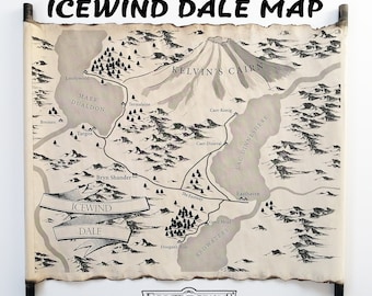 Icewind Dale Map on Handmade Scroll, Dungeons and Dragons, Faerûn - Etsy