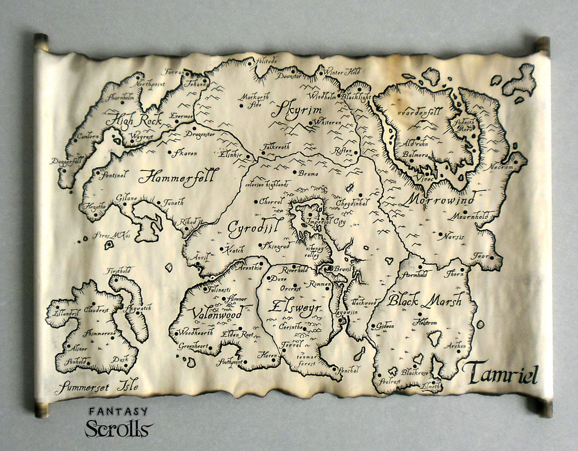 Map of Tamriel the Elder Scrolls Map Skyrim Map TES Map - Etsy