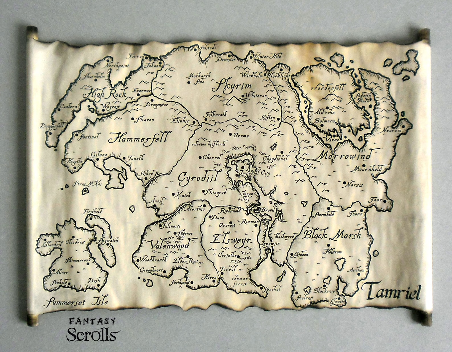 Map of Tamriel the Elder Scrolls Map Skyrim Map TES Map - Etsy