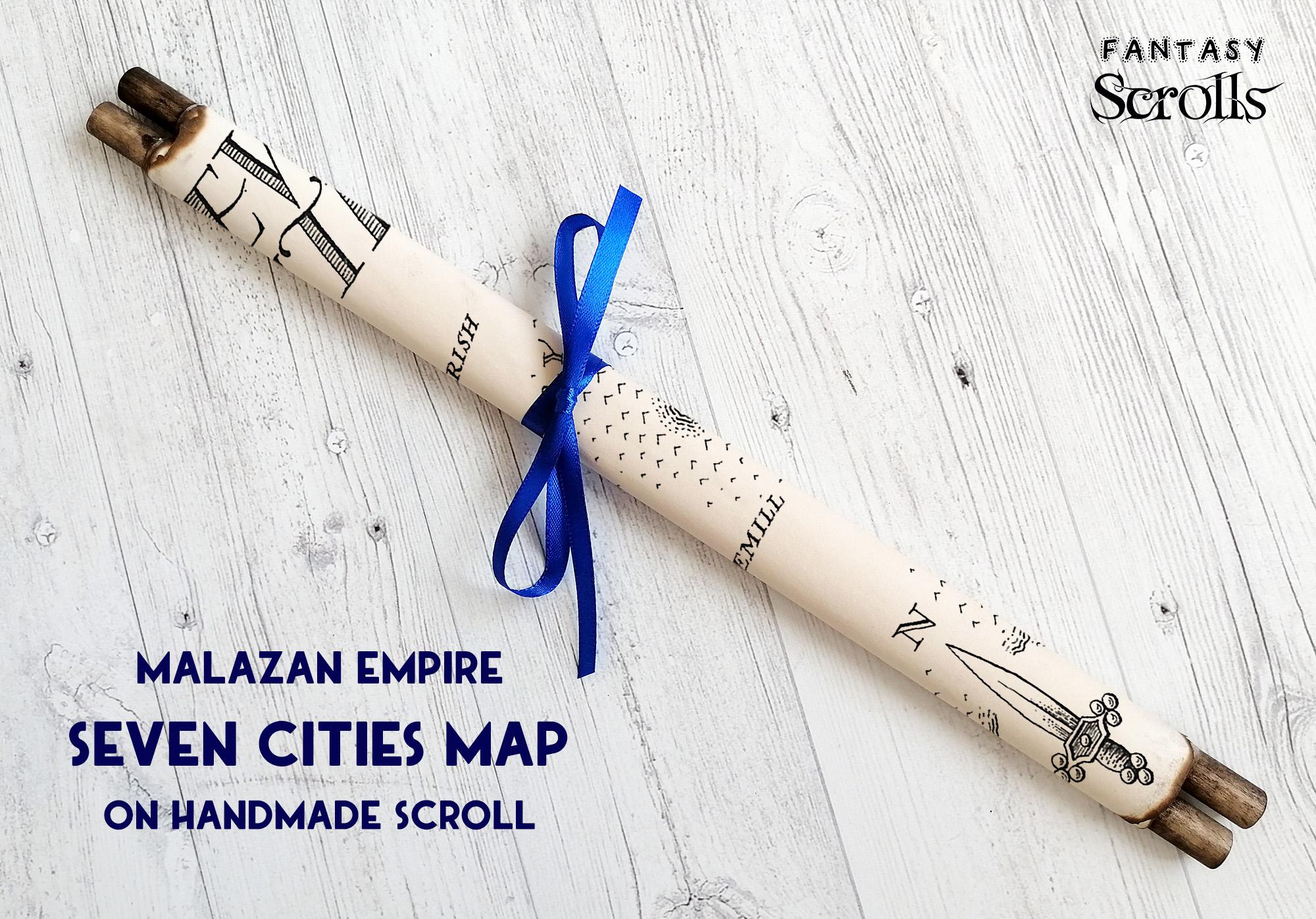 Seven Cities Map on Handmade Scroll, Malazan Empire, Book of the Fallen ...