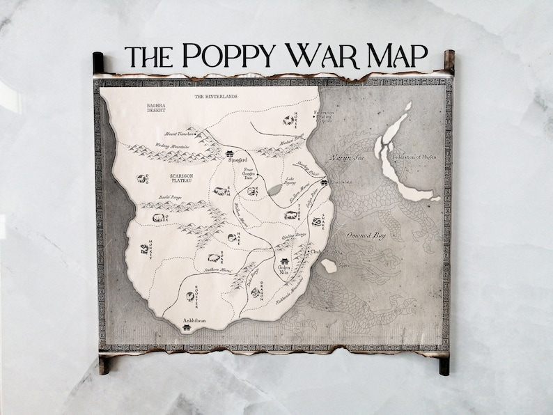 Poppy War Map on Handmade Scroll, Fantasy Bookish Gift for Book Lovers ...