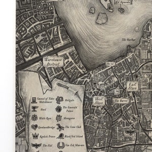 The Grishaverse, Map of Ketterdam, Six of Crows Map on Handmade Scroll ...