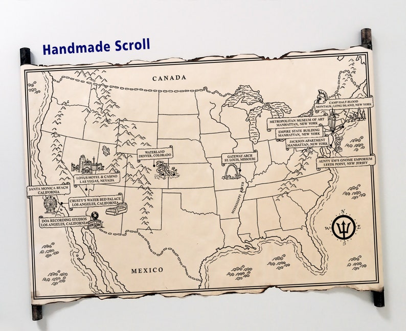 Lightning Thief Map, Percy Jackson and the Olympians USA, the Heroes of ...