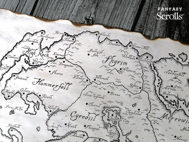 Map of Tamriel the Elder Scrolls Map Skyrim Map TES Map - Etsy