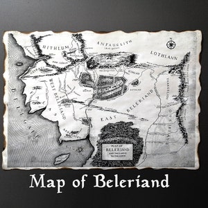 FREE SHIPPING Map of Beleriand, Fantasy Map, Silmarilion Map, First Age ...