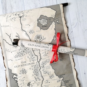 The Old Kingdom Map on Handmade Scroll, Abhorsen Map, Mogget's Map ...