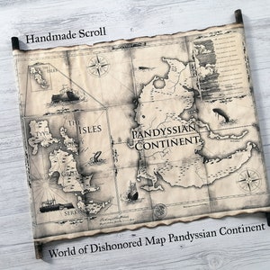 Dishonored World Map on Handmade Scroll, Pandyssian Continent Map ...