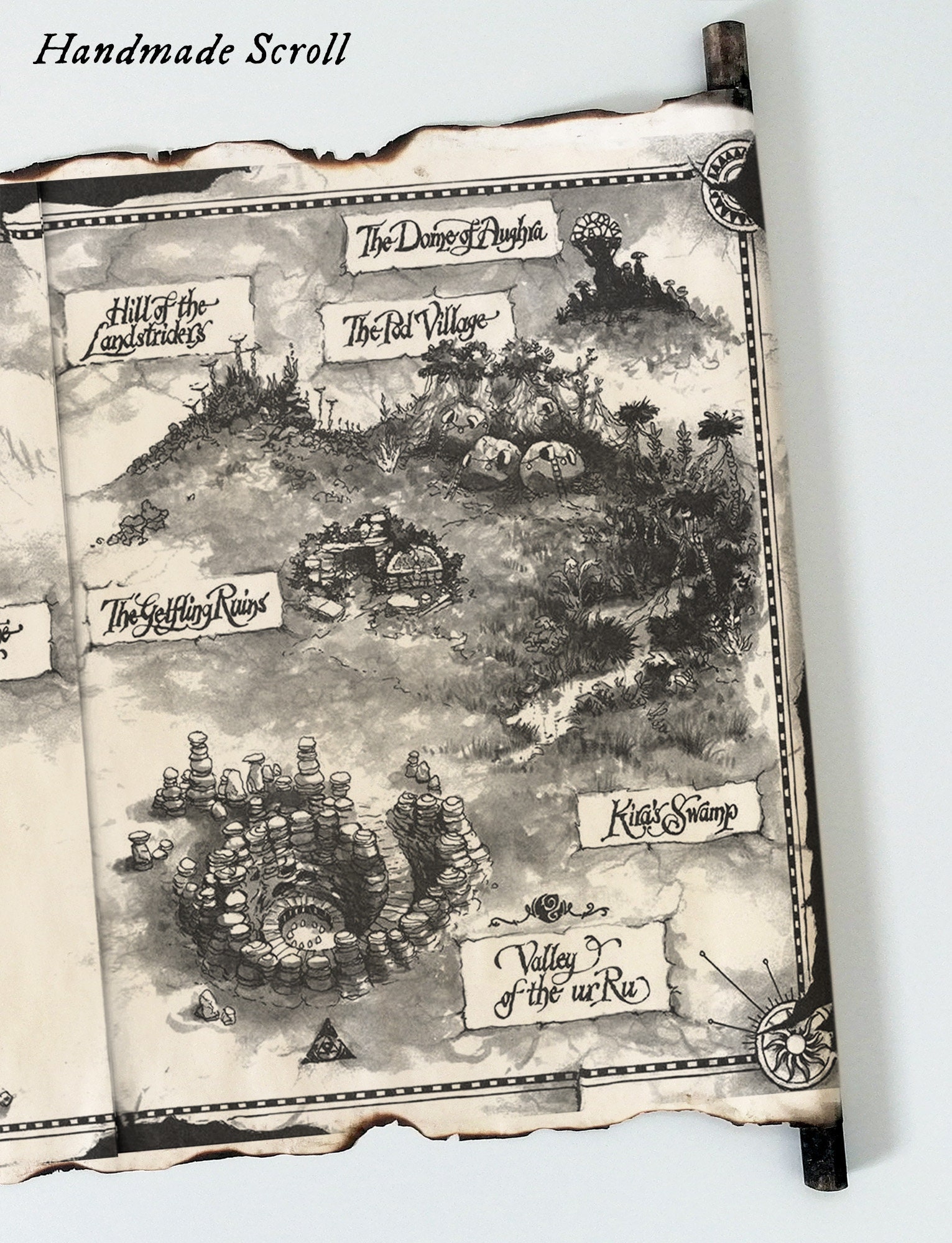 Dark Crystal Map of Thra – Handmade Scroll Print, Fantasy Art - Etsy