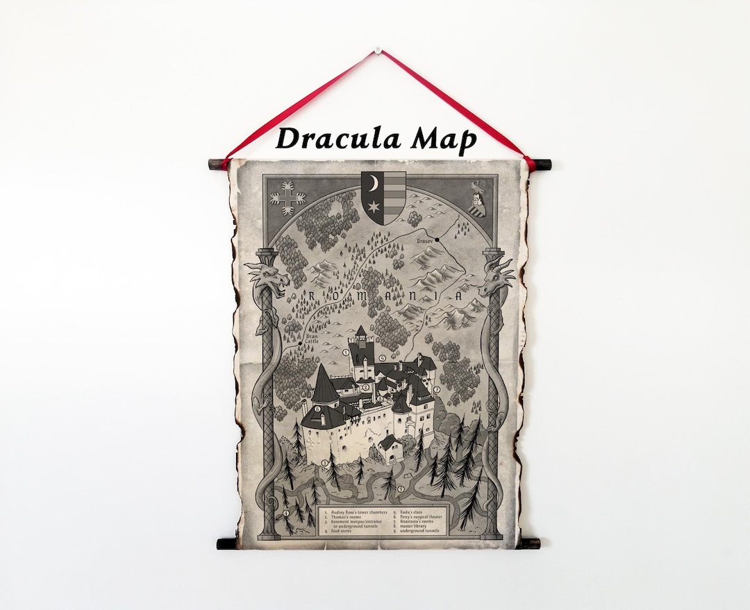 Handmade Dracula Map Scroll – Bran Castle Art Print, Burnt Edges - Etsy