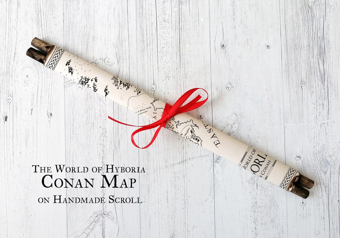 The World of Hyboria, Conan Map on Handmade Scroll, Hyborian Age of the ...