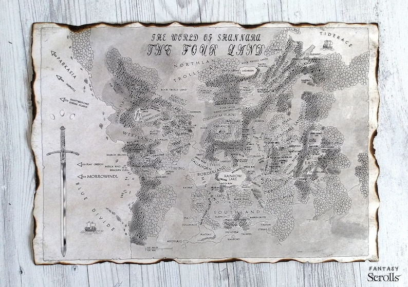 The Four Lands Shannara Map the Realm of Shannara Map the - Etsy