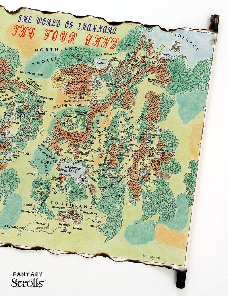 Handmade Shannara Map Scroll, Terry Brooks Four Lands Map - Etsy Australia