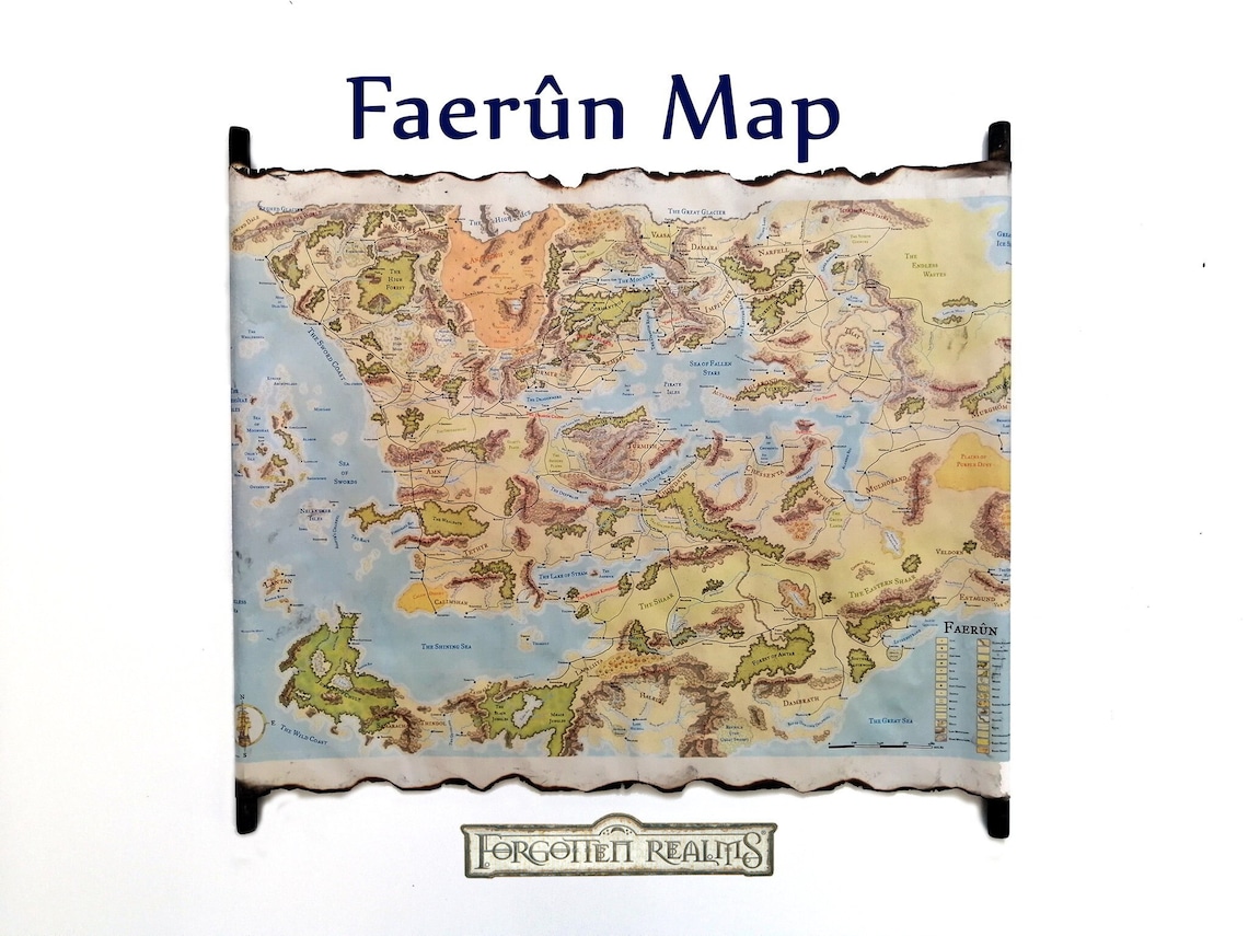 Faerûn Color Scroll Map Dnd Map of Faerun Forgotten Realms | Etsy