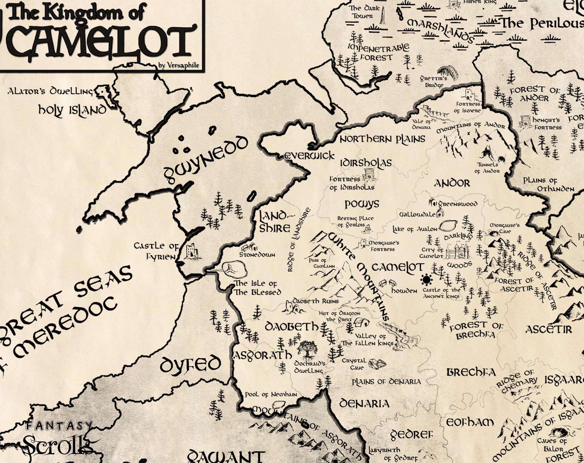 The Kingdom of Camelot Map, Merlin World, King Arthur Camelot Art ...