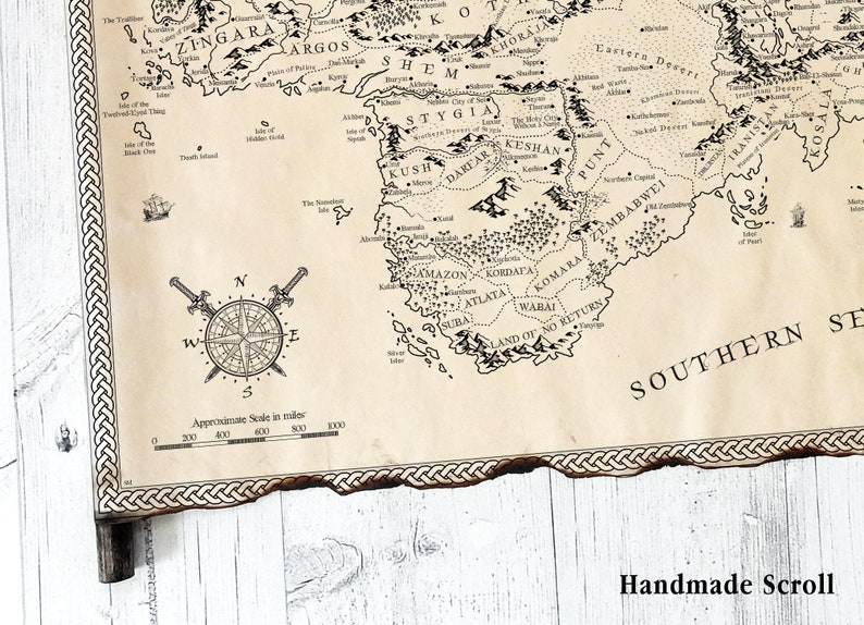 The World of Hyboria, Conan Map on Handmade Scroll, Hyborian Age of the ...