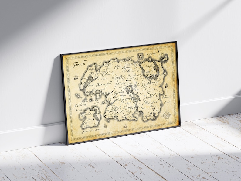 Tamriel Map Poster, the Elder Scrolls, Skyrim, Morrowind, Oblivion - Etsy