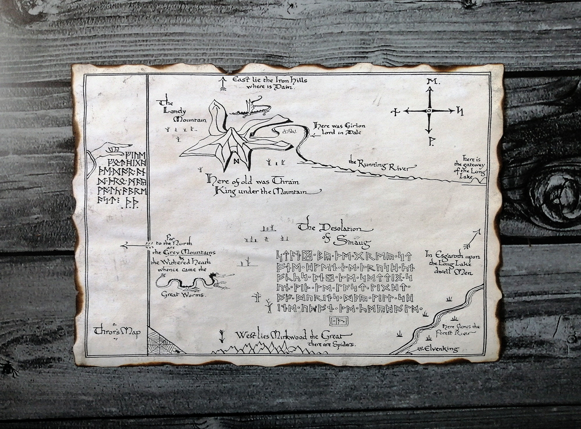 The Hobbit Thrór's Map Lonely Mountain Map Erebor LOTR - Etsy