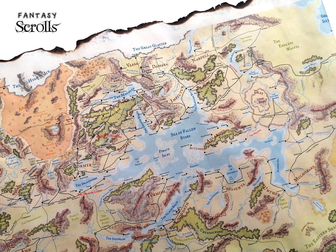 Faerûn Color Scroll Map Dnd Map of Faerun Forgotten Realms | Etsy