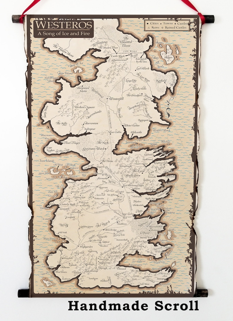 Westeros Map on Handmade Scroll, A Song of Ice and Fire, Got Art - Etsy