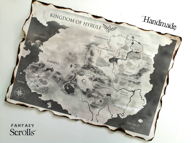 The Kingdom of Hyrule Map the Legend of Zelda Map Land of - Etsy