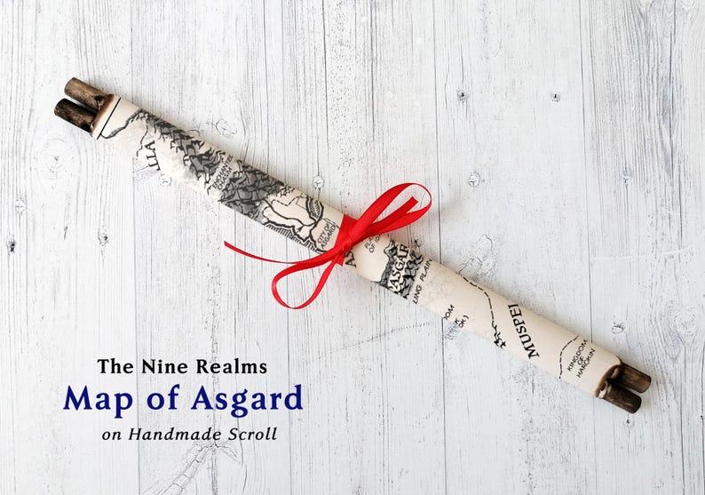 Asgard Map Scroll, Norse Mythology, Viking Decor - Etsy