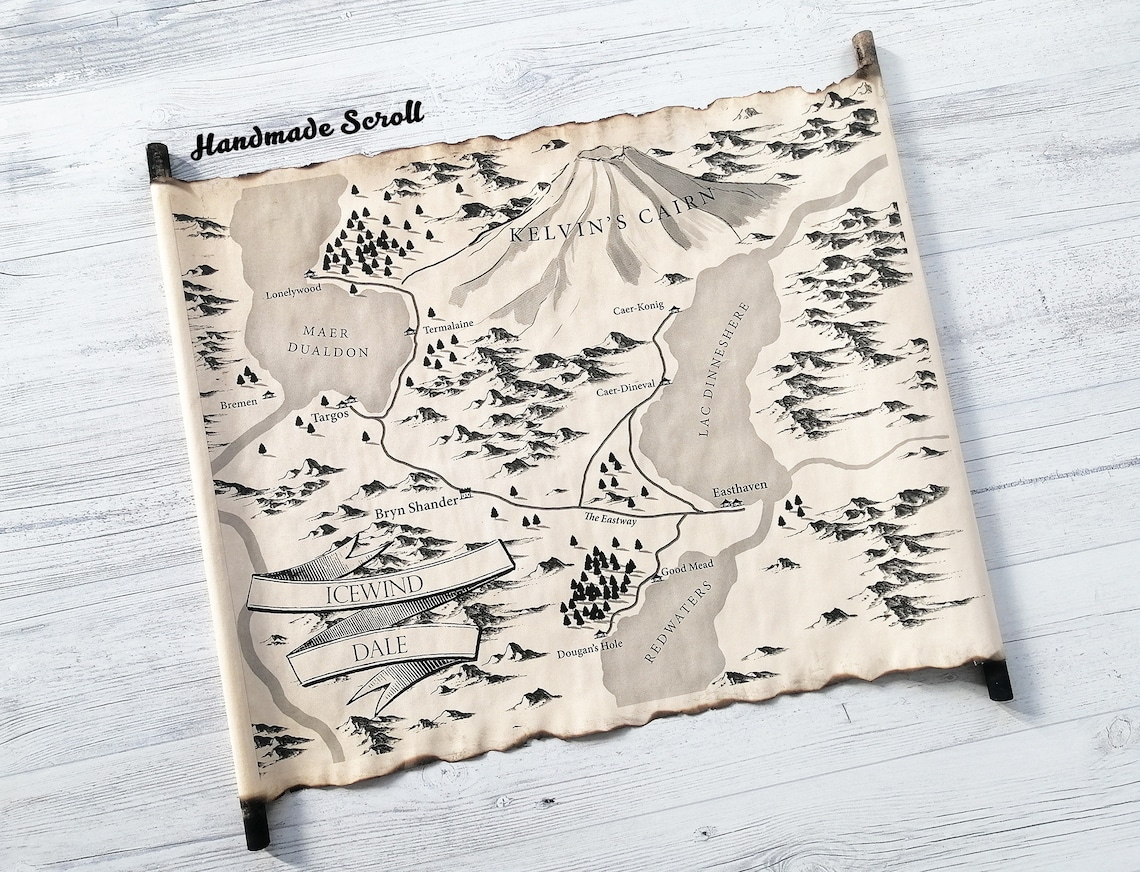 Icewind Dale Map on Handmade Scroll, Dungeons and Dragons, Faerûn - Etsy