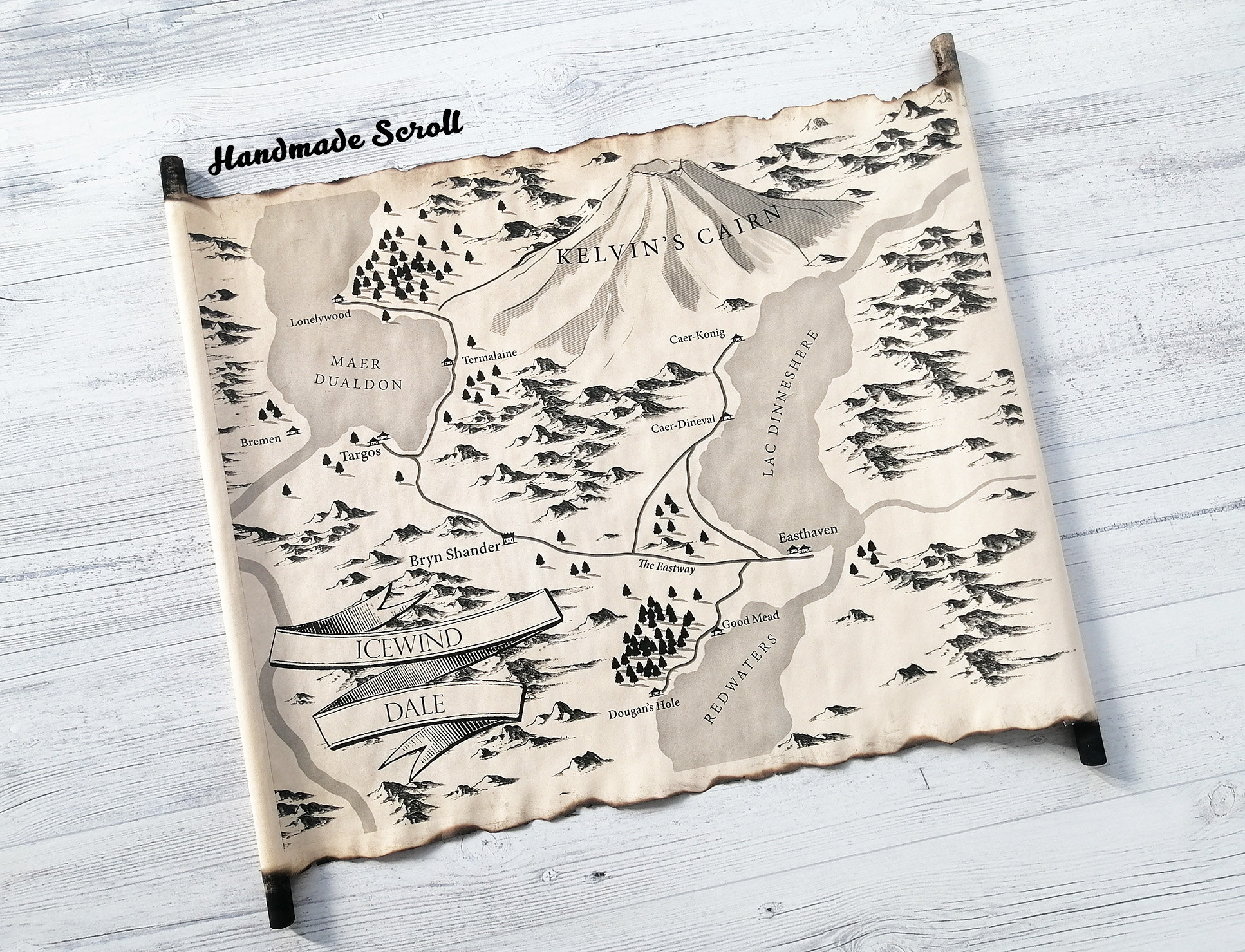 Icewind Dale Map on Handmade Scroll Faerûn Map Forgotten - Etsy UK