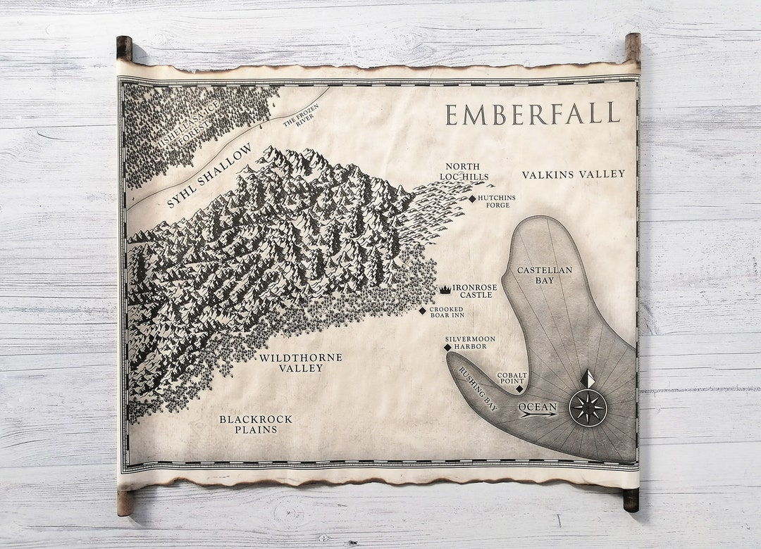 Map of Emberfall on Handmade Scroll Cursebreakers Trilogy - Etsy