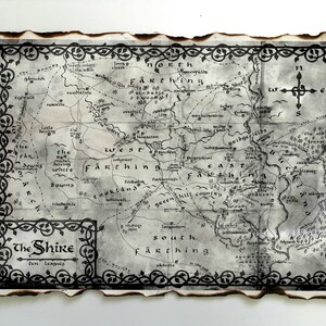 FREE SHIPPING - Fantasy Map of Shire on Handmade Scroll, Hobit Map ...