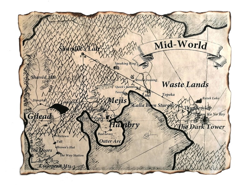 The Dark Tower Map, Mid-world Map, Fantasy Art, the Gunslinger Print - Etsy