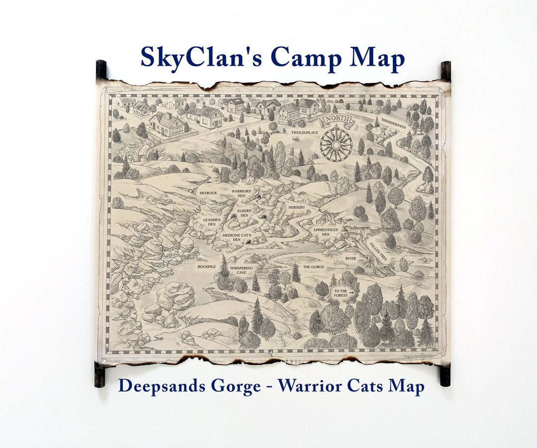 Warrior Cats Map of the Deepsands Gorge Skyclan Territory Map, Warrior Book Map, Skyclan's Camp ...