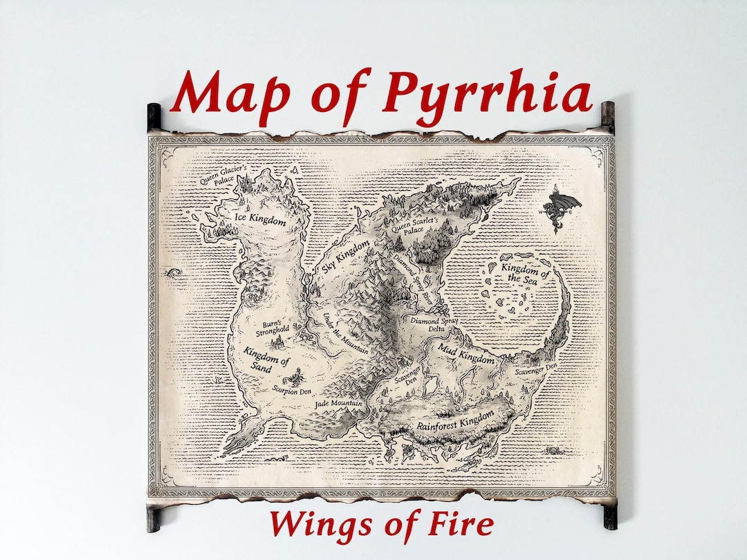 Map of Pyrrhia on Handmade Scroll, Inspired by Wings of Fire Book Map ...
