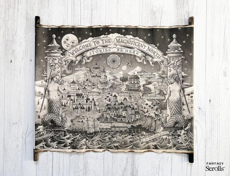 Caraval Universe Map on Handmade Scroll, Fantasy Art, Bookish Gift - Etsy