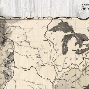 Red Queen World Map on Handmade Scroll, Map of Red Queen's Kingdom of ...