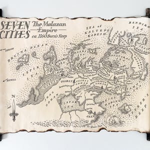 Seven Cities Map on Handmade Scroll, Malazan Empire, Book of the Fallen ...