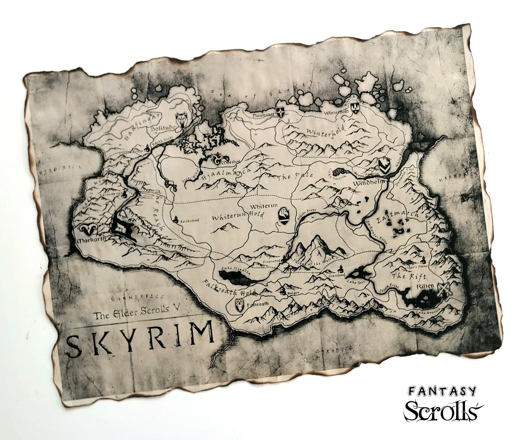 SKYRIM Map the Elder Scrolls V Skyrim Map the Dragonborn - Etsy UK