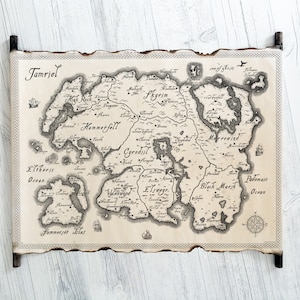 The Tamriel Empire Map, Tamriel Map on Handmade Scroll, Elder Scrolls ...