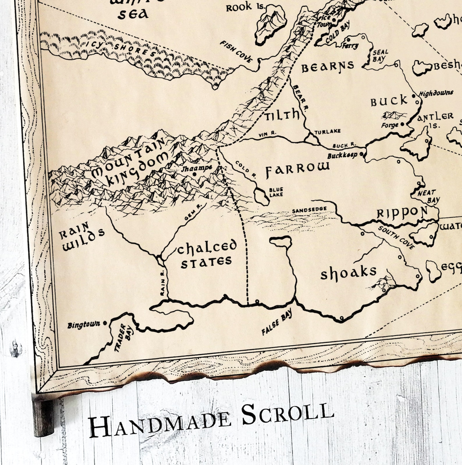 Six Duchies Map Handmade Scroll, Fantasy Bookshelf Decor, the Realm of ...